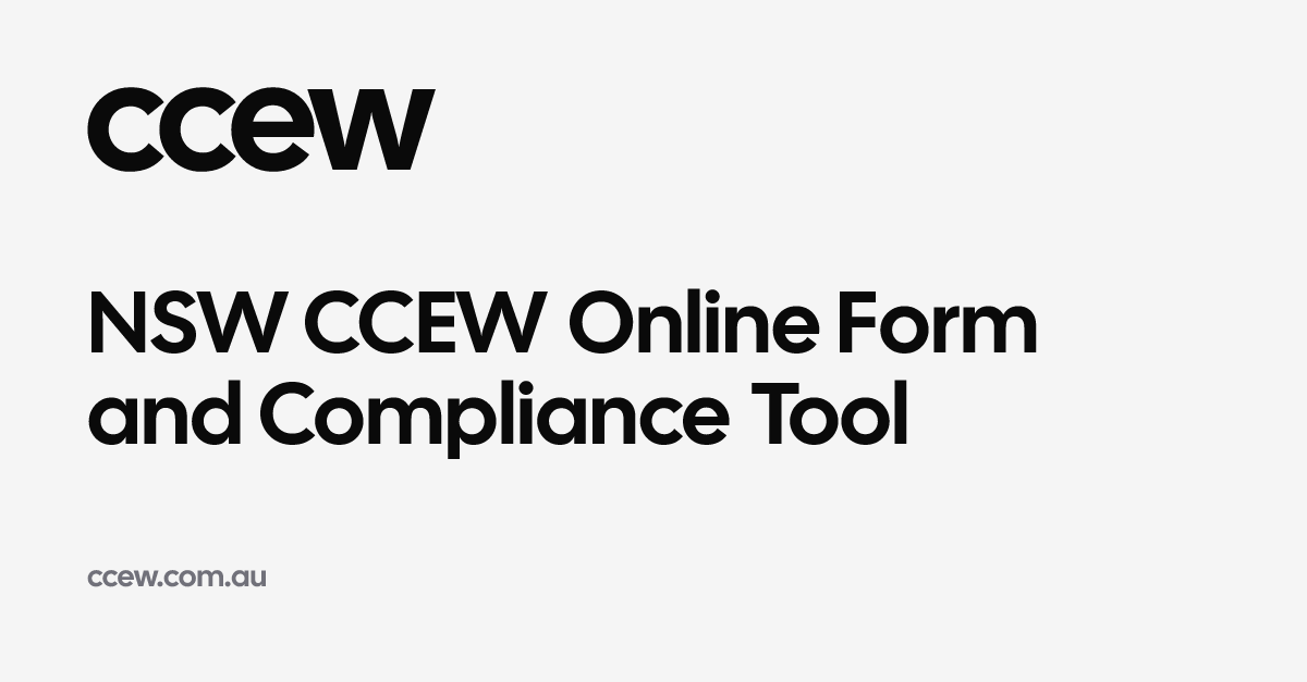 NSW CCEW Online Form and Compliance Tool